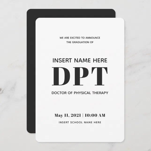 Physical Therapy DPT Graduation Announcement Card | Zazzle