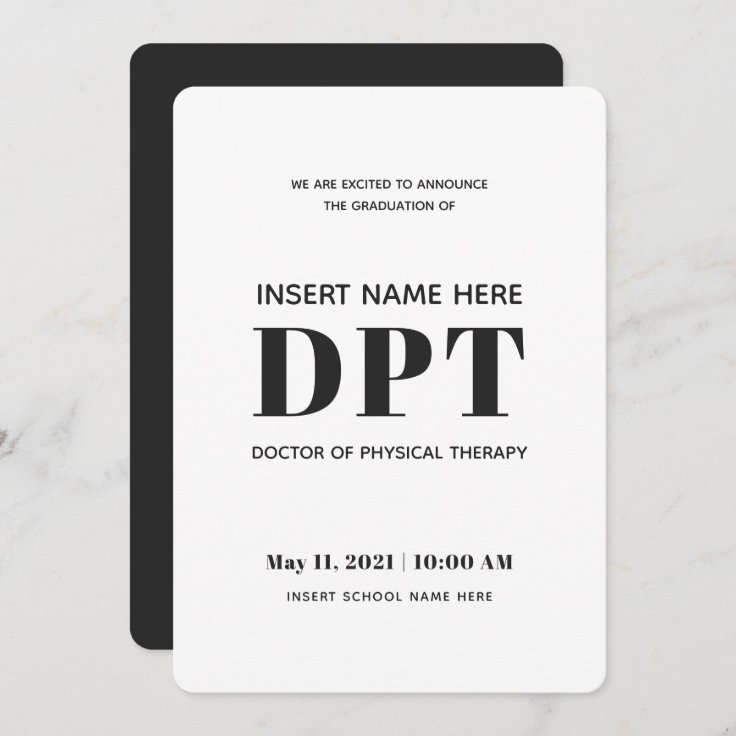 Physical Therapy DPT Graduation Announcement Card | Zazzle