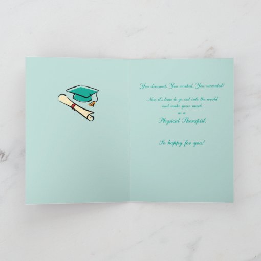 Physical Therapy Graduation Congratulations, PT wi Card | Zazzle