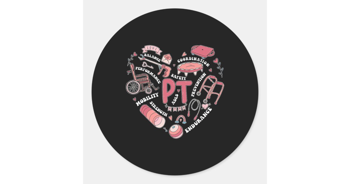 Physical Therapy Pt Valentine Heart Shape Physical Classic Round ...