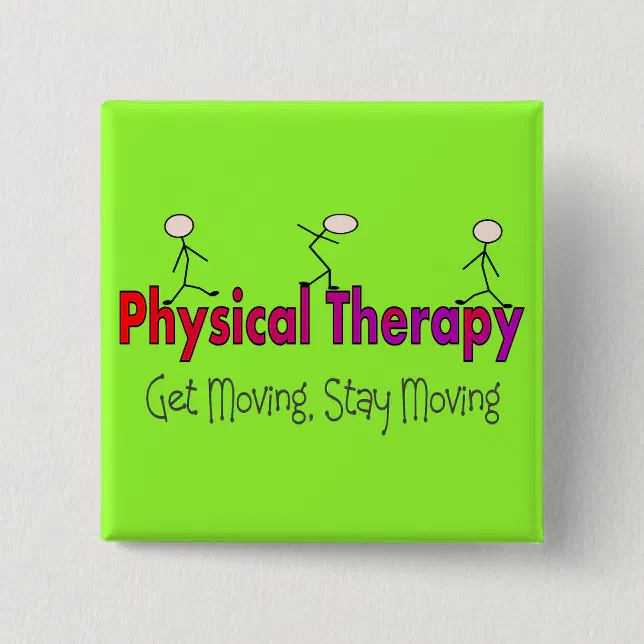 Physical Therapy Stick People Design Button | Zazzle