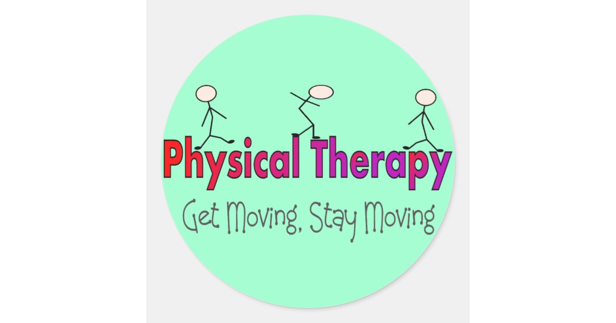 Physical Therapy Stick People Design Classic Round Sticker | Zazzle