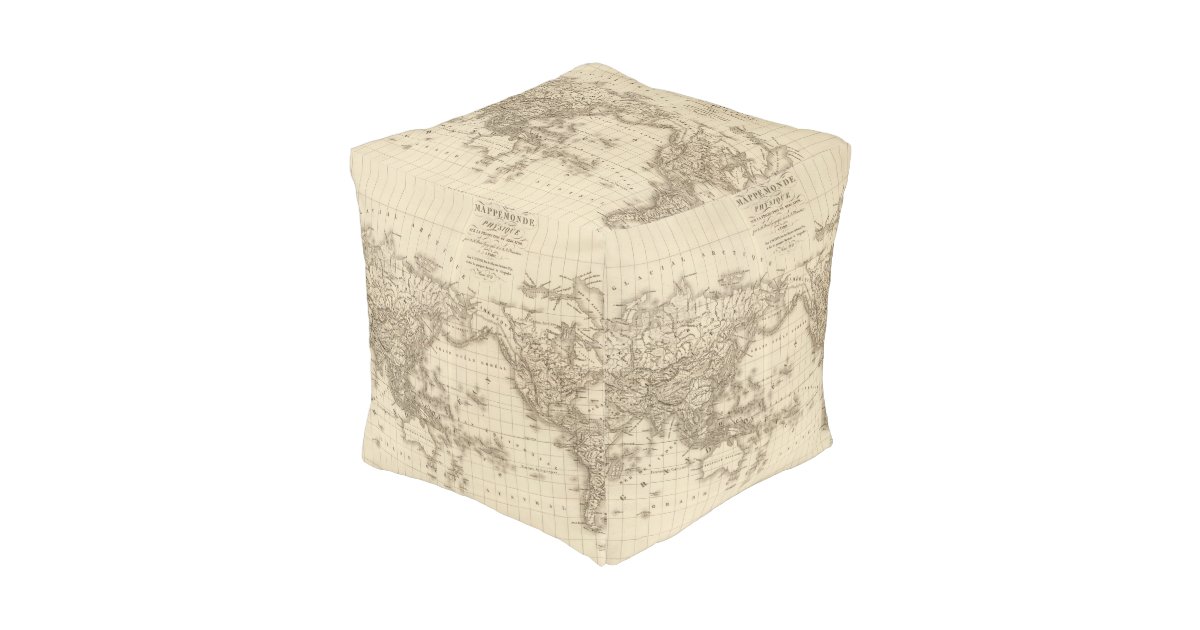 Physical world map pouf | Zazzle