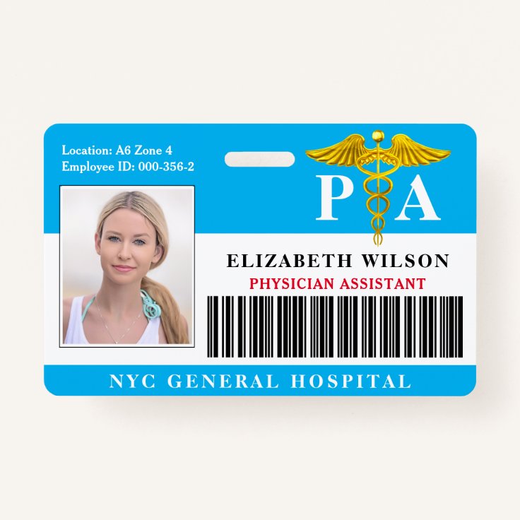 PHYSICIAN ASSISTANT | Hospital Employee Photo ID Badge | Zazzle