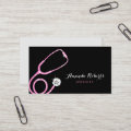 Physician Medical Pink Glitter Stethoscope Doctor Business Card | Zazzle