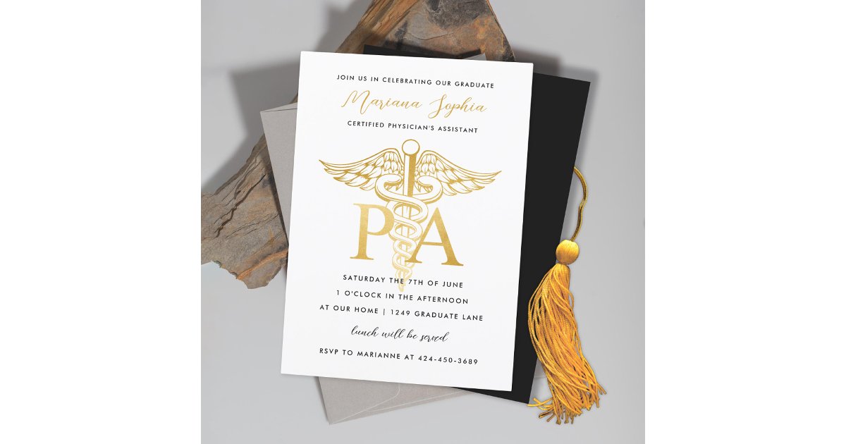 Physician's Assistant Graduation Announcement Gold | Zazzle