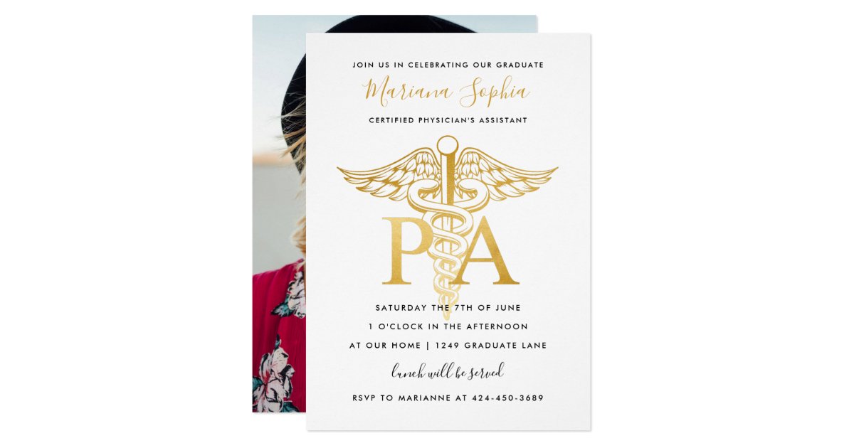 Physician's Assistant Graduation Announcement Gold | Zazzle.com