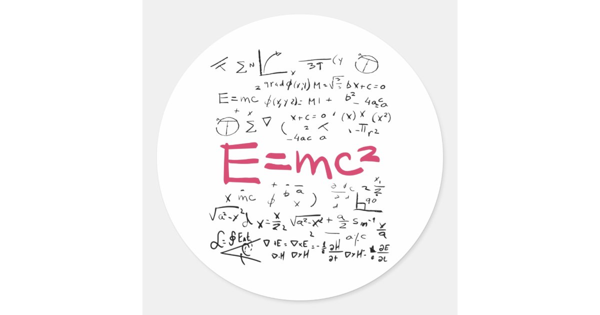 Physics and Math Formulas EMC2 Classic Round Sticker | Zazzle