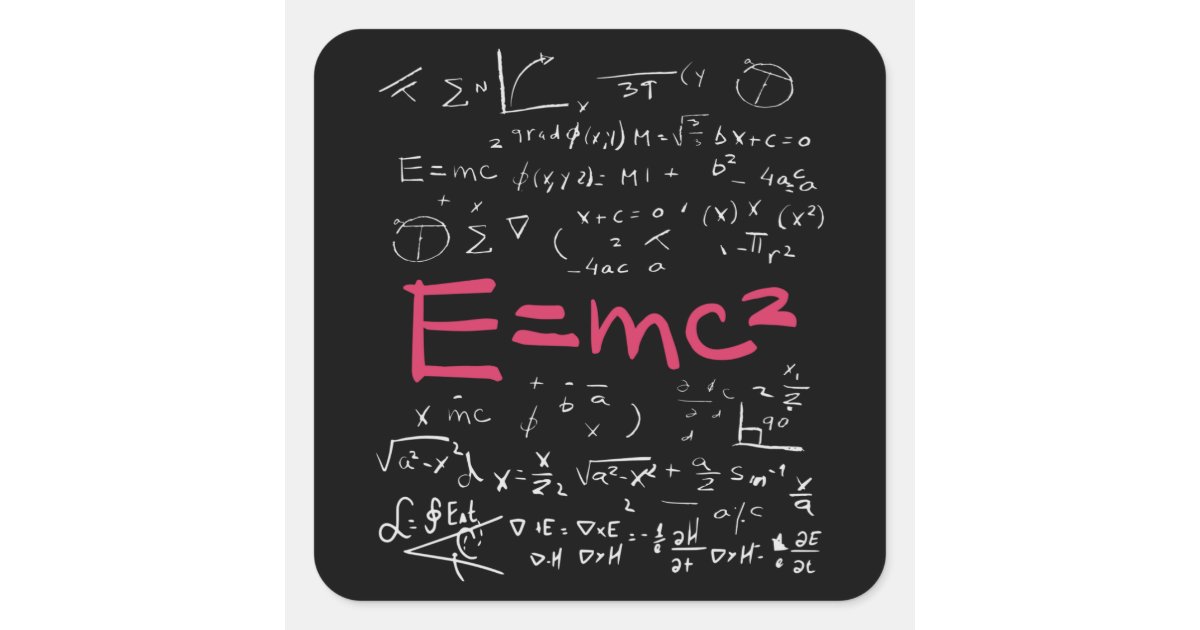 Physics and Math Formulas EMC2 Square Sticker | Zazzle