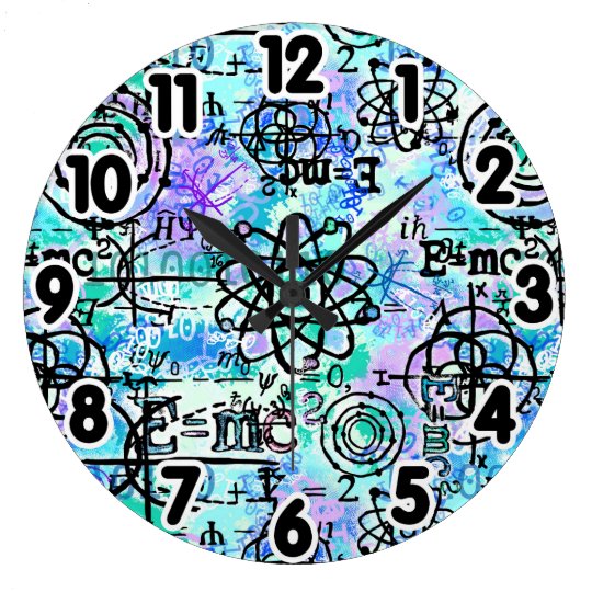 Physics and Math Symbols, Geek Large Clock | Zazzle.com