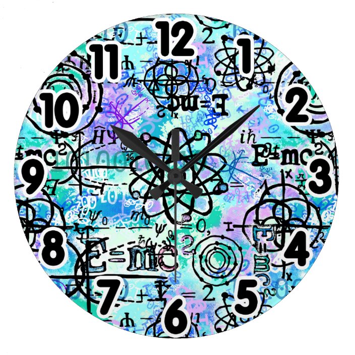 Physics and Math Symbols, Geek Large Clock | Zazzle