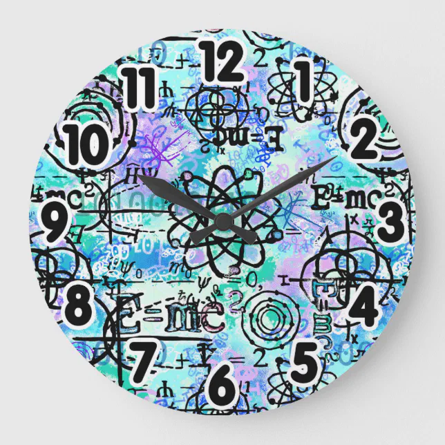 Physics and Math Symbols, Geek Large Clock | Zazzle