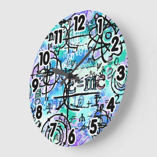 Physics and Math Symbols Nerdy Large Clock | Zazzle