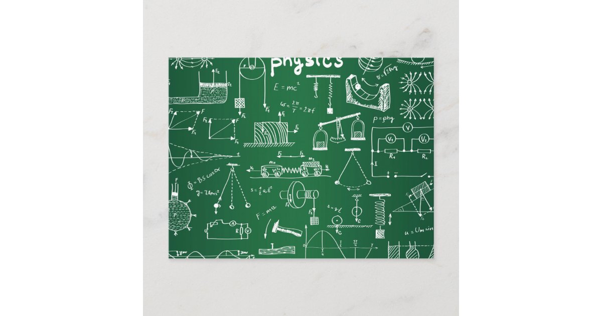 Physics Chalkboard Pattern Postcard | Zazzle