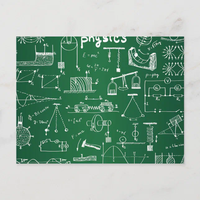 Physics Chalkboard Pattern Postcard | Zazzle