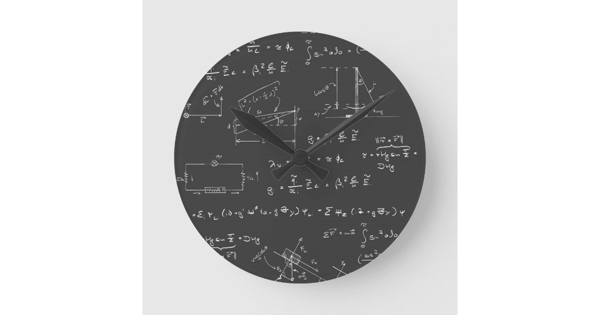 Physics diagrams and formulas round clock | Zazzle