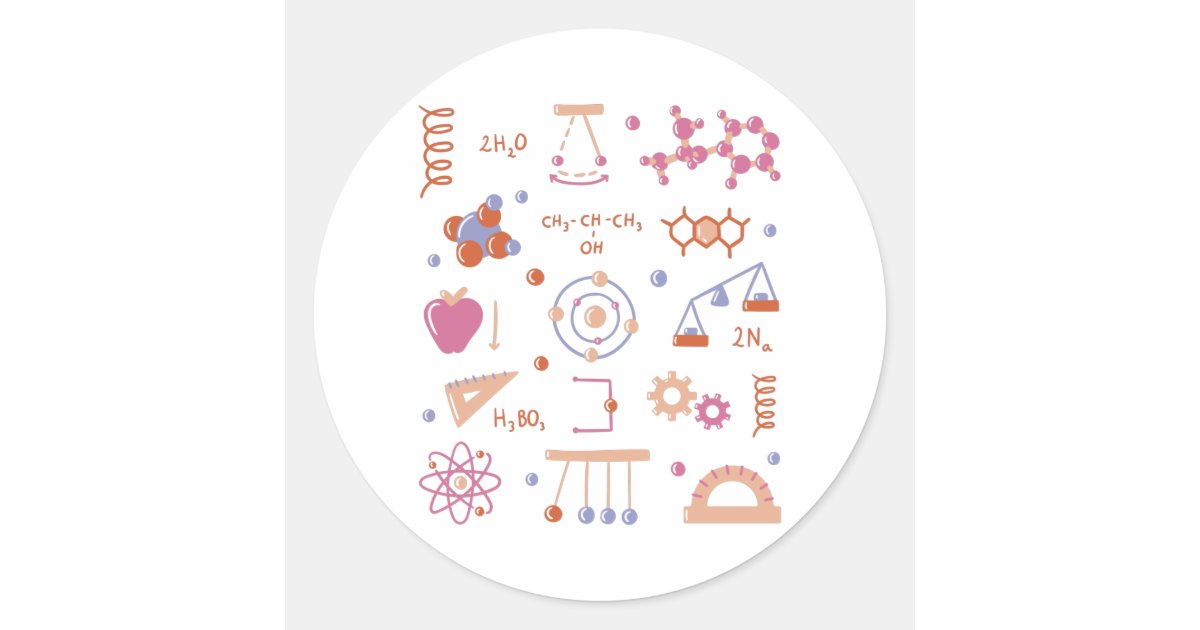 Physics elements classic round sticker | Zazzle