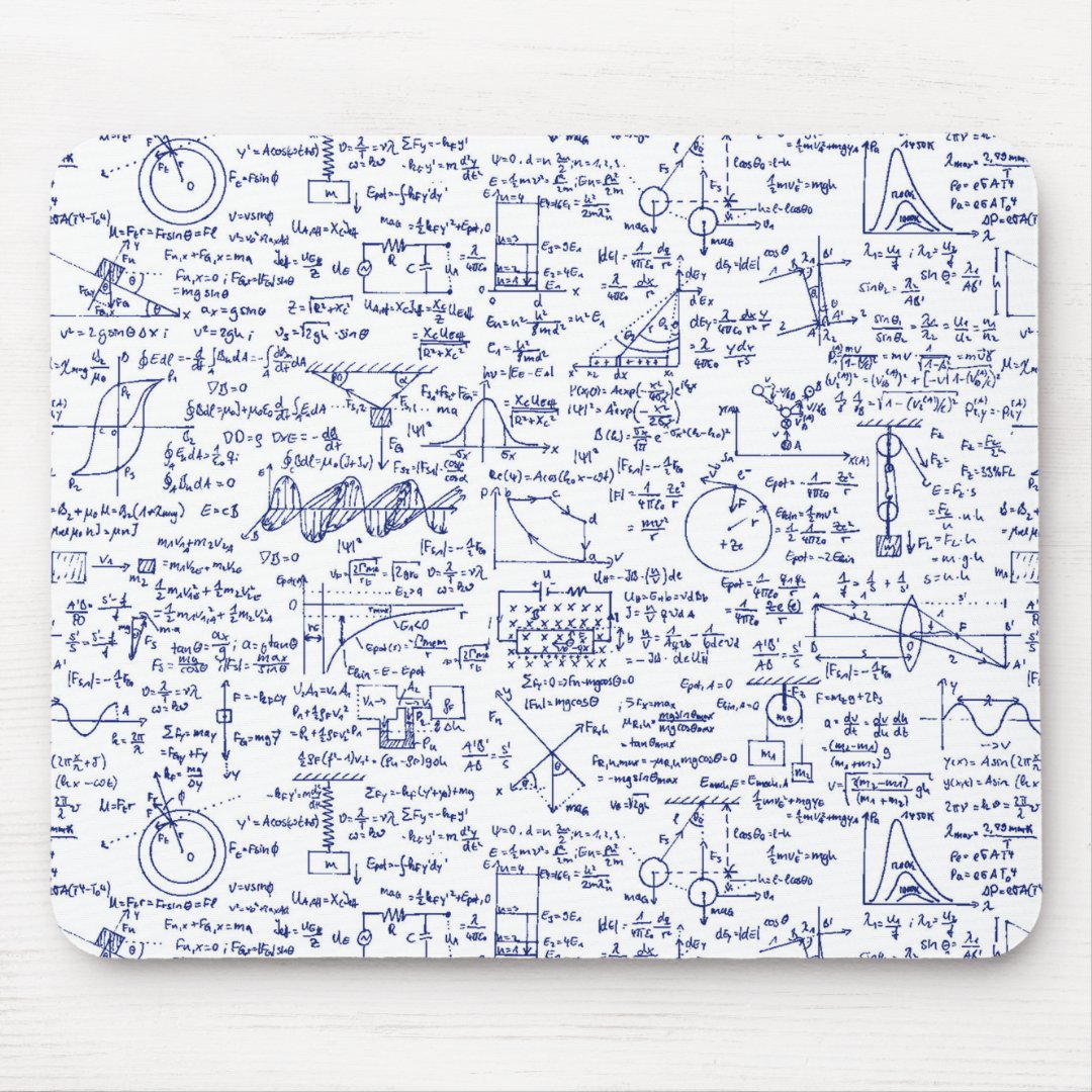Physics Equations in Blue Pen // Mouse Pad | Zazzle