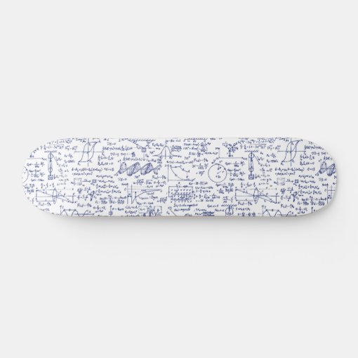 Physics Equations in Blue Pen // Skateboard | Zazzle