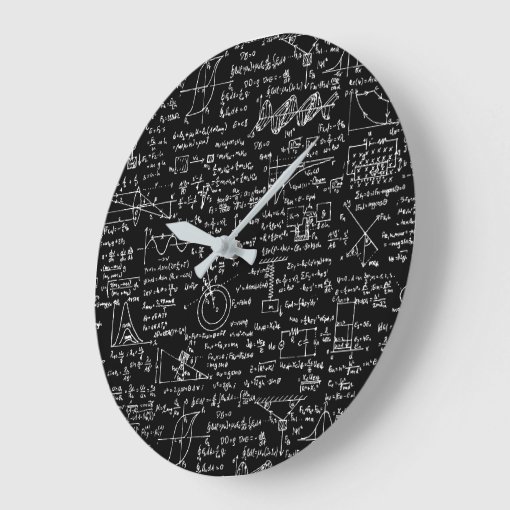 Physics Equations on Black // Large Clock | Zazzle