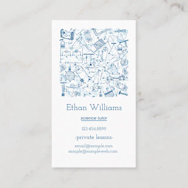 Physics Science Doodle Elements Tutor Teacher Business Card | Zazzle