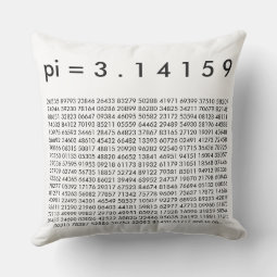 pi= 3.14159 Black White Math Science pi Day Digits Outdoor Pillow | Zazzle