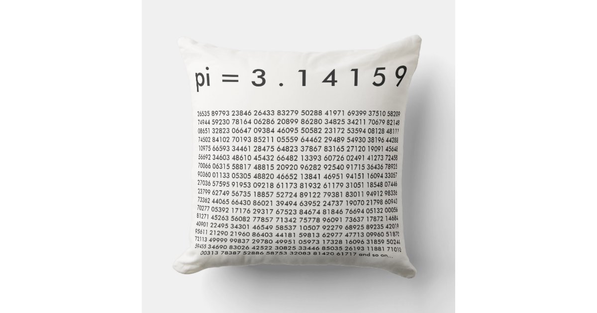 pi= 3.14159 Black White Math Science pi Day Digits Outdoor Pillow | Zazzle