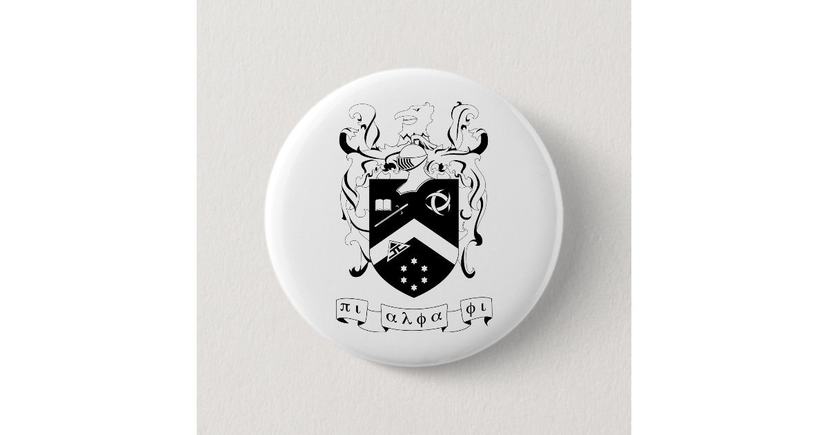Pi Alpha Phi Fraternity Coat of Arms B&W Button | Zazzle