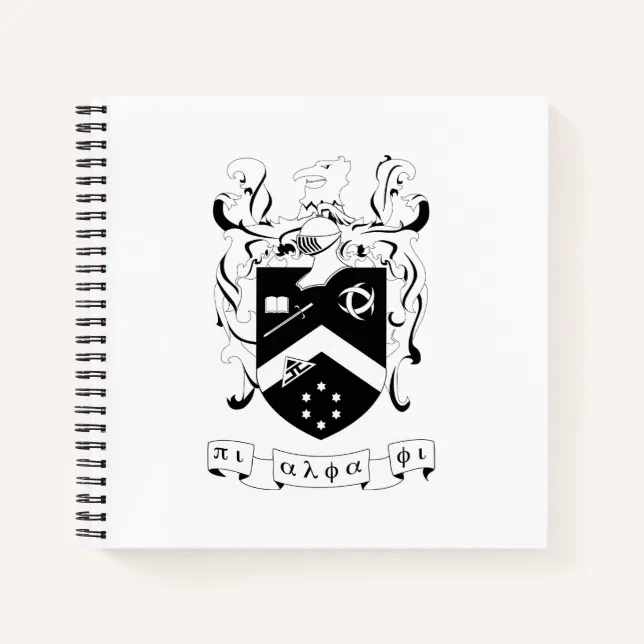 Pi Alpha Phi Fraternity Coat of Arms B&W Notebook | Zazzle