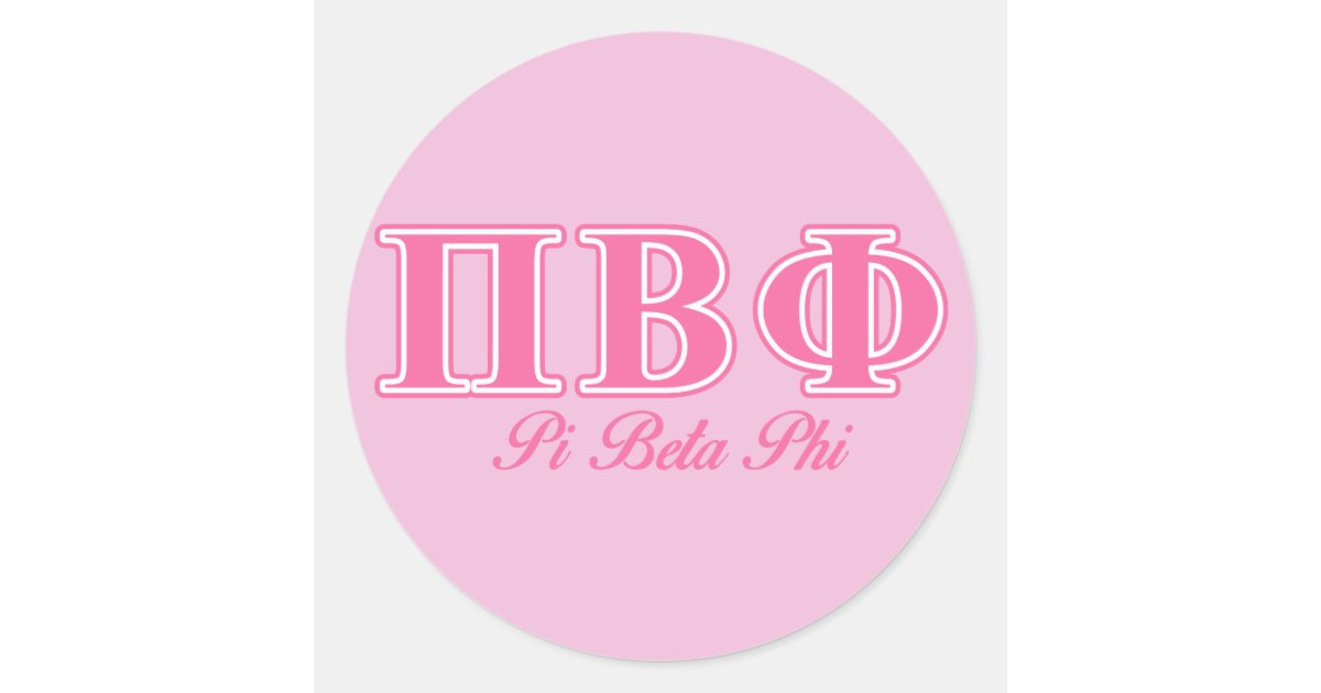 Pi Beta Phi Pink Letters Classic Round Sticker | Zazzle