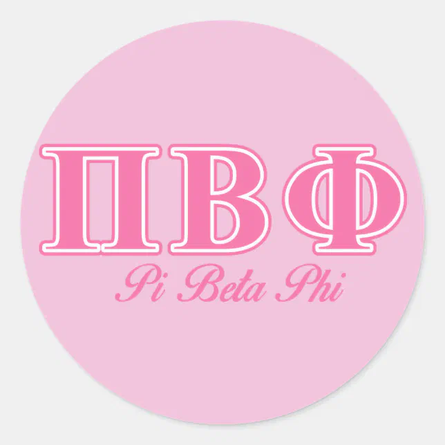 Pi Beta Phi Pink Letters Classic Round Sticker | Zazzle