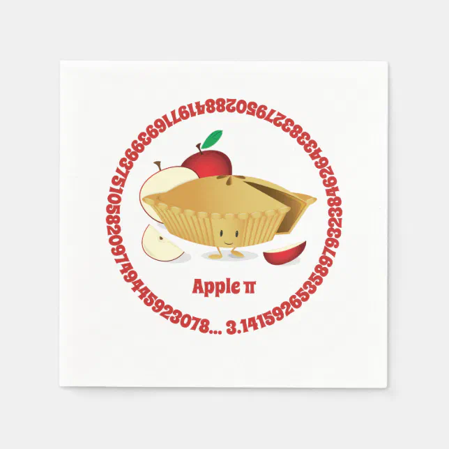 Pi Day Apple Pie Cartoon Character Numbers Napkins | Zazzle