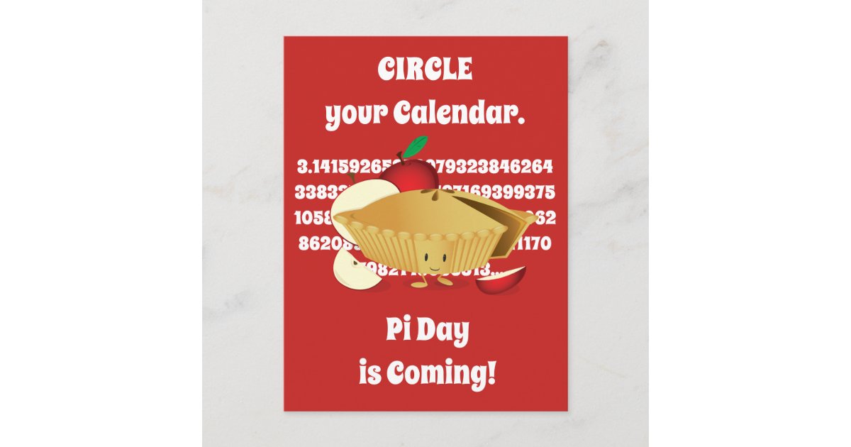 Pi Day Apple Pie Cartoon Character Numbers Postcard | Zazzle