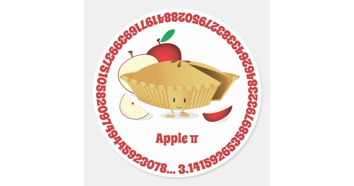 Pi Day Apple Pie Cute Cartoon Numbers Classic Round Sticker | Zazzle