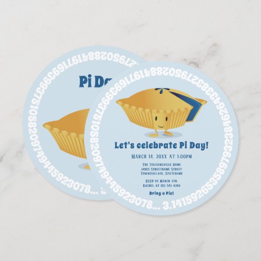Pi Day Blueberry Pie Party Blue Math Holiday Invitation | Zazzle