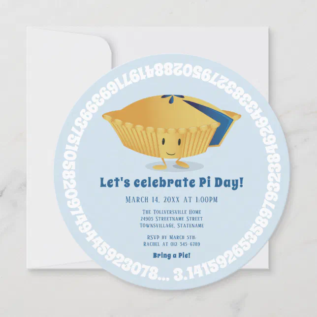 Pi Day Blueberry Pie Party Blue Math Holiday Invitation | Zazzle