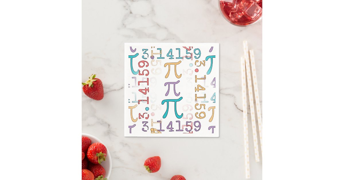 pi day colorful paper napkins | Zazzle