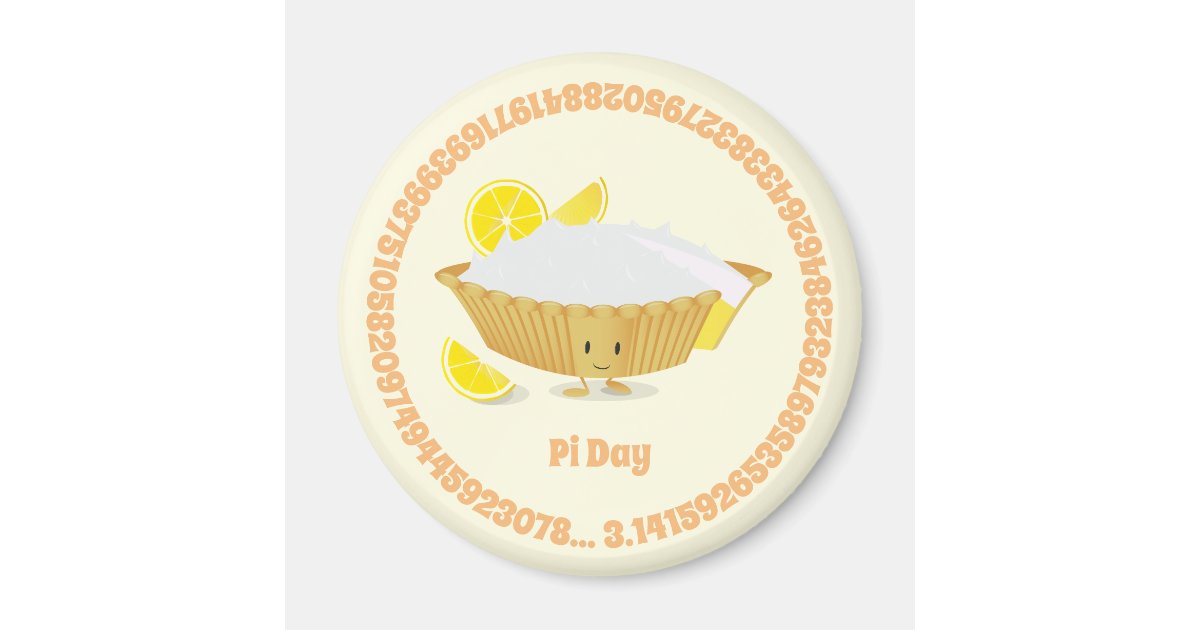 Pi Day Lemon Meringue Pie Cartoon Character Magnet | Zazzle