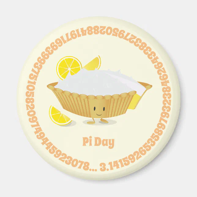 Pi Day Lemon Meringue Pie Cartoon Character Magnet | Zazzle