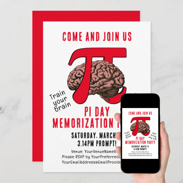 PI DAY Memorization Party Invitation | Zazzle