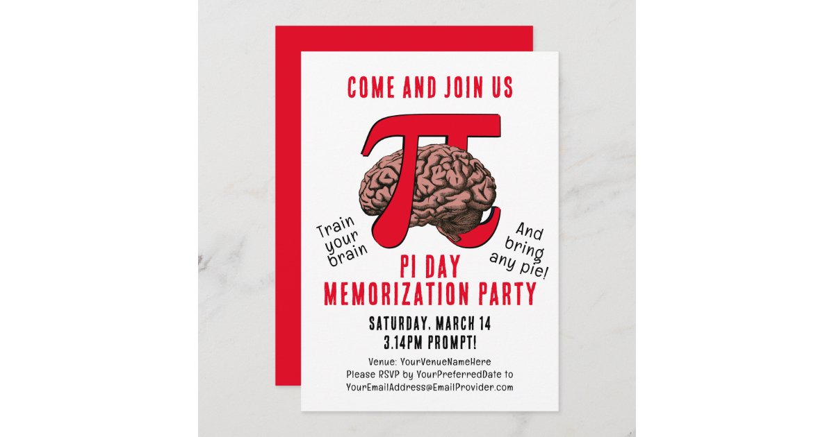 PI DAY Memorization Party Invitation | Zazzle