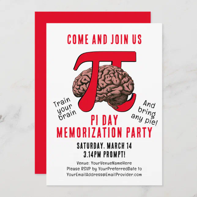 PI DAY Memorization Party Invitation | Zazzle