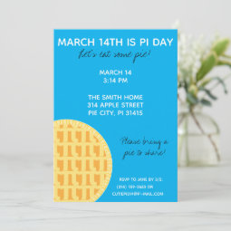 Pi Day Party Invitation w/ Pi Digits on Back! | Zazzle