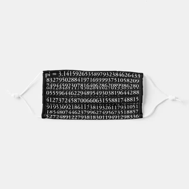 Pi Digits Math Love Black and White Numbers Adult Cloth Face Mask | Zazzle