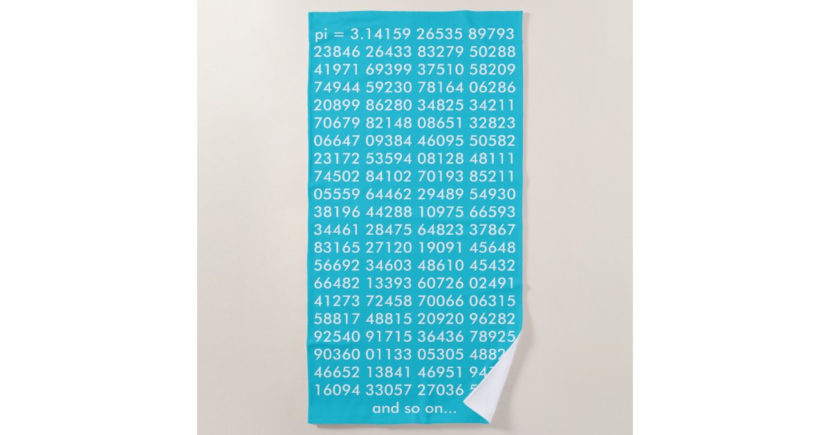 Pi Digits Math Love Typography Numbers Mathematics Beach Towel | Zazzle