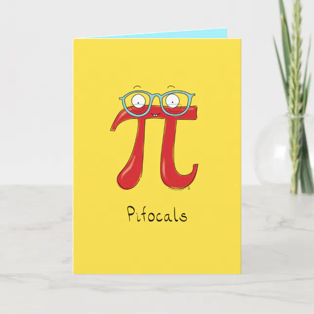 Pi Focals - Pi Symbol with Glasses Greeting Card | Zazzle