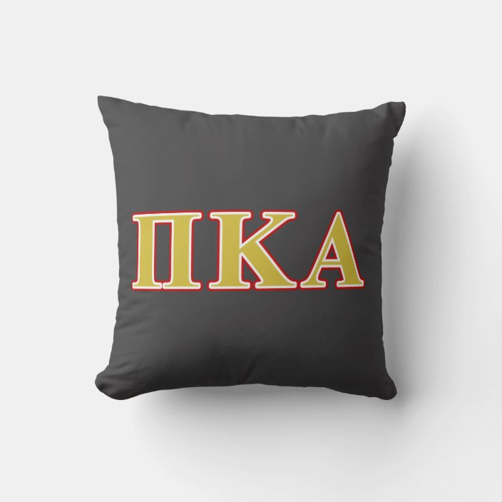 Pi Kappa Alpha Red and Gold Letters Throw Pillow | Zazzle