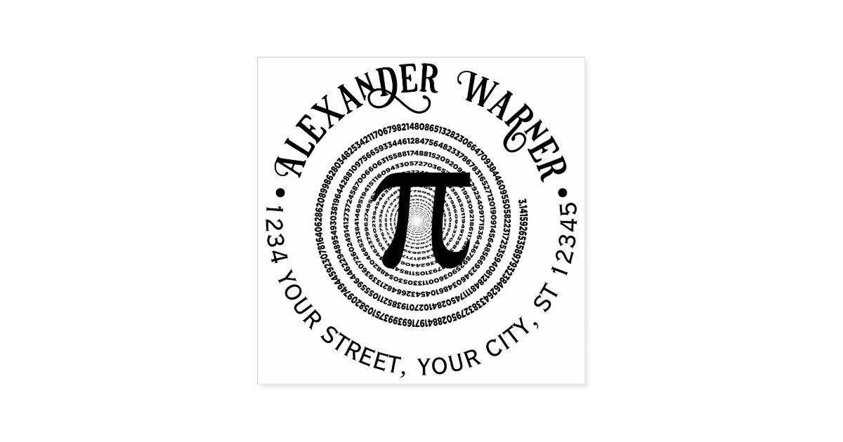 Pi Math Symbol Spiral Greek Letter Name Address Self-inking Stamp | Zazzle