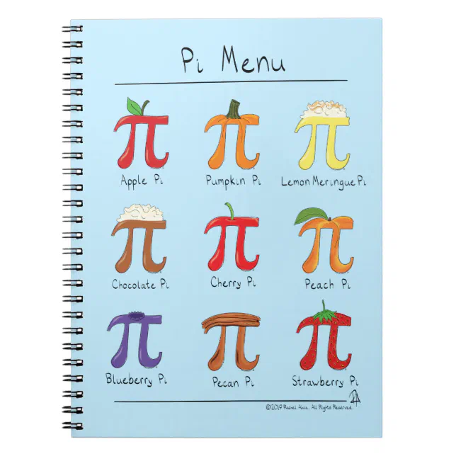 Pi Menu Cute Math Pi Day Notebook | Zazzle