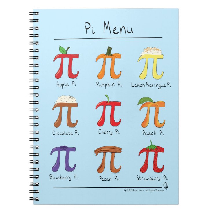 Pi Menu Cute Math Pi Day Notebook | Zazzle